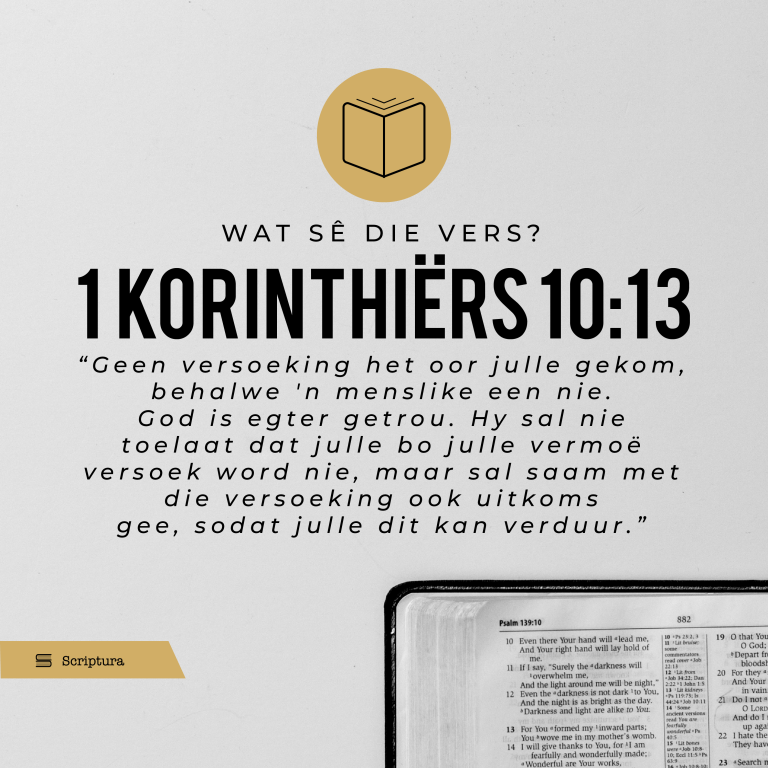 Wat sê die vers? 1 Korinthiërs 10:13 | Scriptura